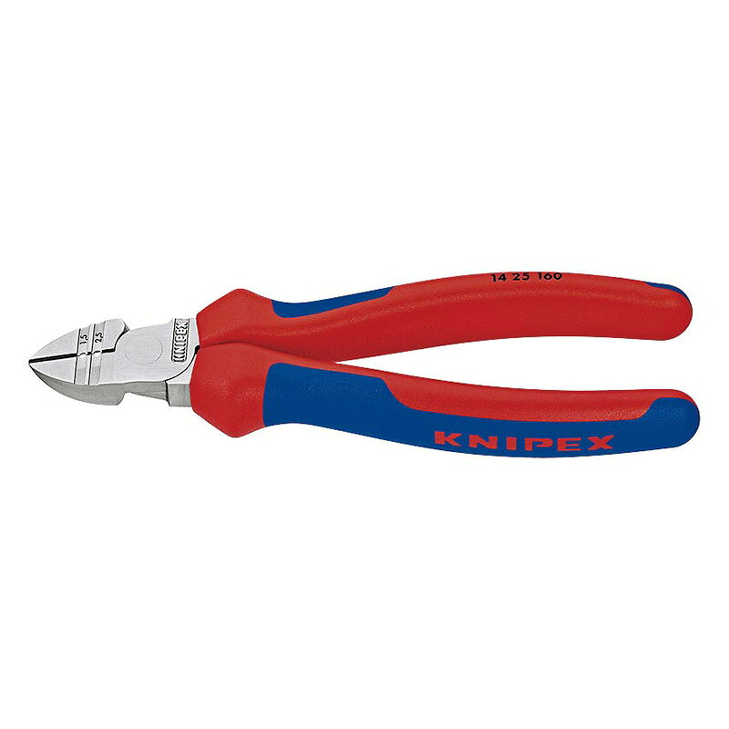 メーカー名：KNIPEX(クニペックス)品番：1425-160商品名：穴付ニッパー●ヘッド仕上げ：クロムメッキ●ハンドル仕様：コンフォート'●切断面：小さな傘状（斜め刃）●切断能力(軟線；φmm)：2.5●切断能力(中硬線；φmm)：1.5...