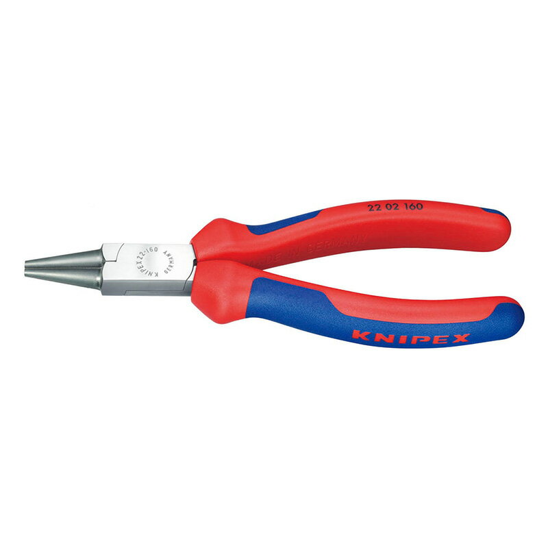 メーカー名：KNIPEX(クニペックス)品番：2202-140商品名：丸ペンチ●ヘッド仕上げ：黒防錆コート・磨き●ハンドル仕様：コンフォート●スタイル：丸口●つかみ面：フラット●口先先端の厚さ(D1；mm)：2.5●口先の長さ(L3；mm)...