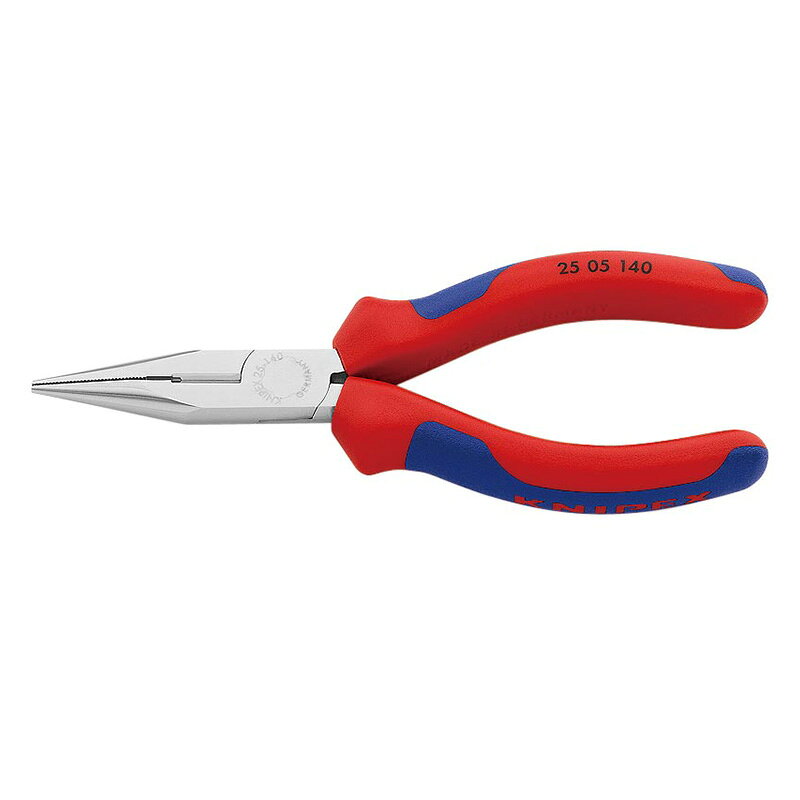 メーカー名：KNIPEX(クニペックス)品番：2505-140商品名：ラジオペンチ●ヘッド仕上げ：クロムメッキ●ハンドル仕様：コンフォート●刃材質：バナジウム鋼(多段階油焼き入れ)●スタイル：半丸口●つかみ面：横すじ入り●切断面：傘状●切断...