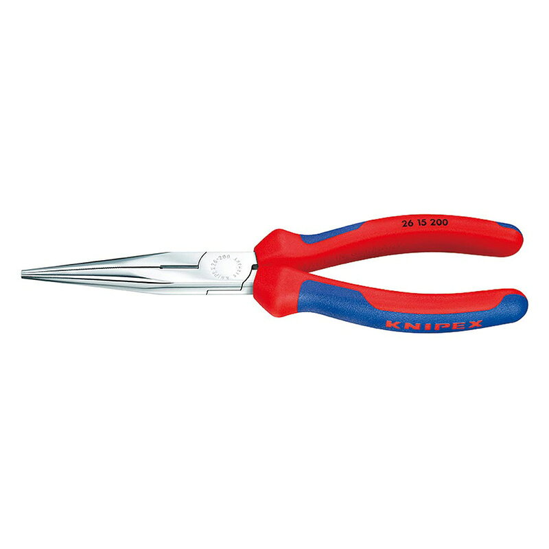 メーカー名：KNIPEX(クニペックス)品番：2615-200商品名：先長ラジオペンチ (台紙付き)●ヘッド仕上げ：クロムメッキ●ハンドル仕様：コンフォート●スタイル：半丸口●つかみ面：横すじ入り●切断面：傘状●切断能力（中硬線；φmm）：...