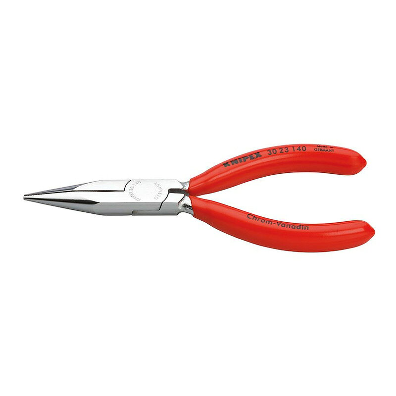 メーカー名：KNIPEX(クニペックス)品番：3023-140商品名：ロングノーズプライヤー●ヘッド仕上げ：クロムメッキ●ハンドル仕様：プラスチックコーティング●スタイル：半丸口●つかみ面：横すじ入り●口先の長さ(L3；mm)：42.0●ジ...