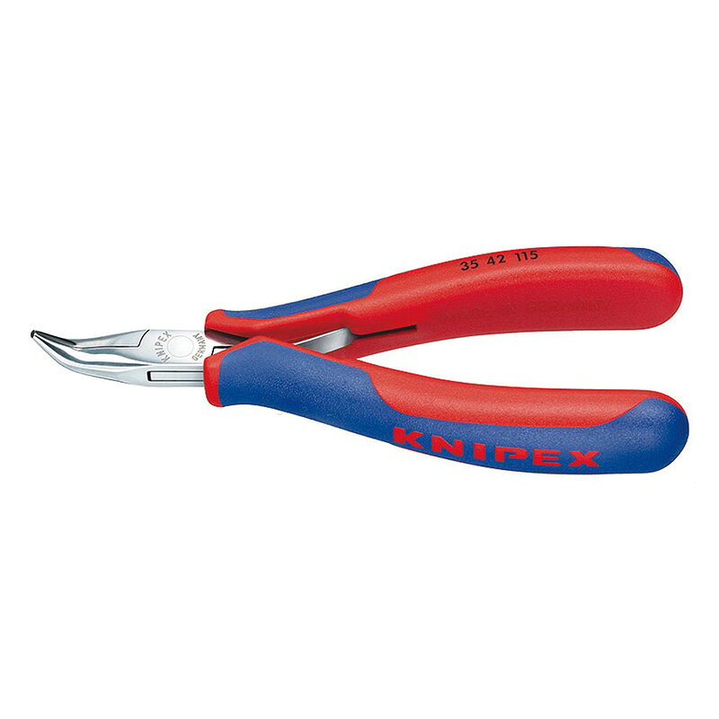 メーカー名：KNIPEX(クニペックス)品番：3542-115商品名：エレクトロニクスプライヤー (台紙付き)●ヘッド仕上げ：鏡面磨き●ハンドル仕様：コンフォート●スタイル：半丸口●つかみ面：フラット●ジョイント部の幅(A；mm)：9.5●...