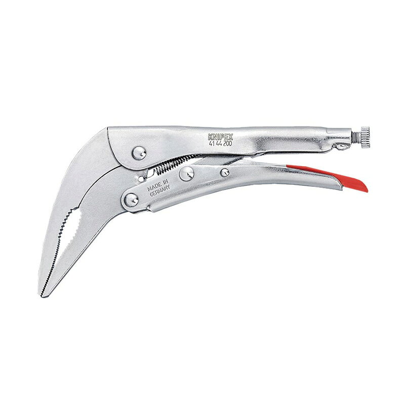 メーカー名：KNIPEX(クニペックス)品番：4144-200商品名：グリッププライヤー●プライヤー仕上げ：ニッケルクロムメッキ●ボディー材質：強力特殊鋼●アゴ材質：鍛造クロームバナジウム●つかみ面：横すじ入り●挟み範囲(丸；mm)：20●...