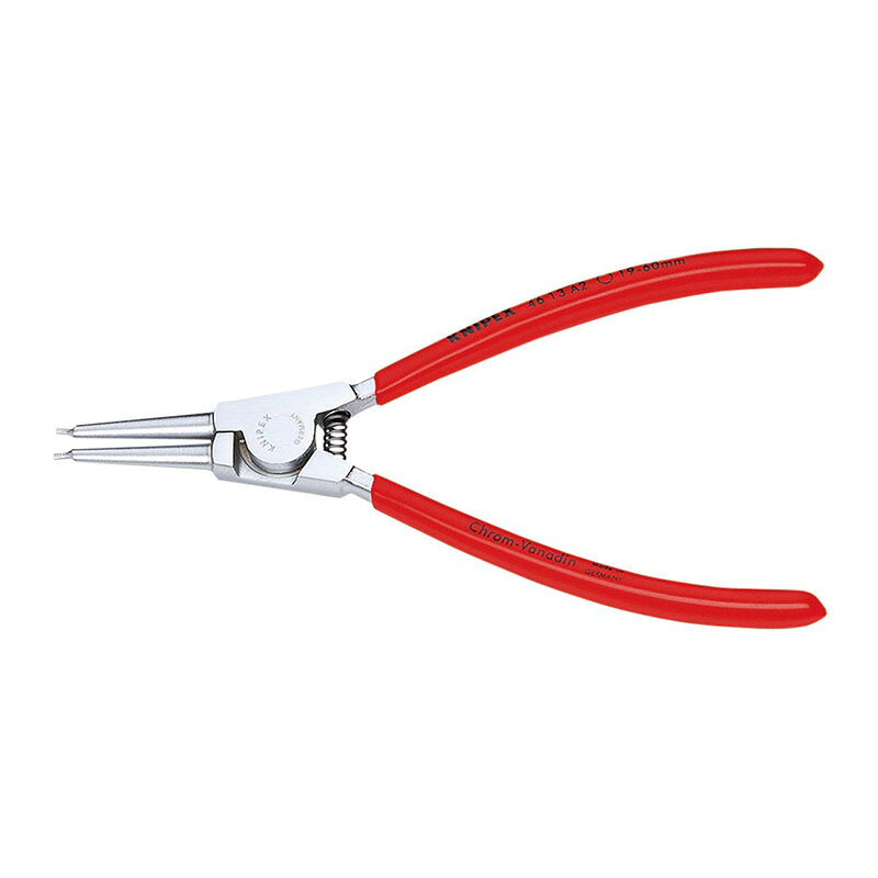 メーカー名：KNIPEX(クニペックス)品番：4613-A2商品名：軸用スナップリングプライヤー●ヘッド仕上げ：クロムメッキ●ハンドル仕上げ：プラスチックコーティング●ボディ材質：クロムバナジウム鋼(油焼き入れ)●対応シャフト径(φmm)：...