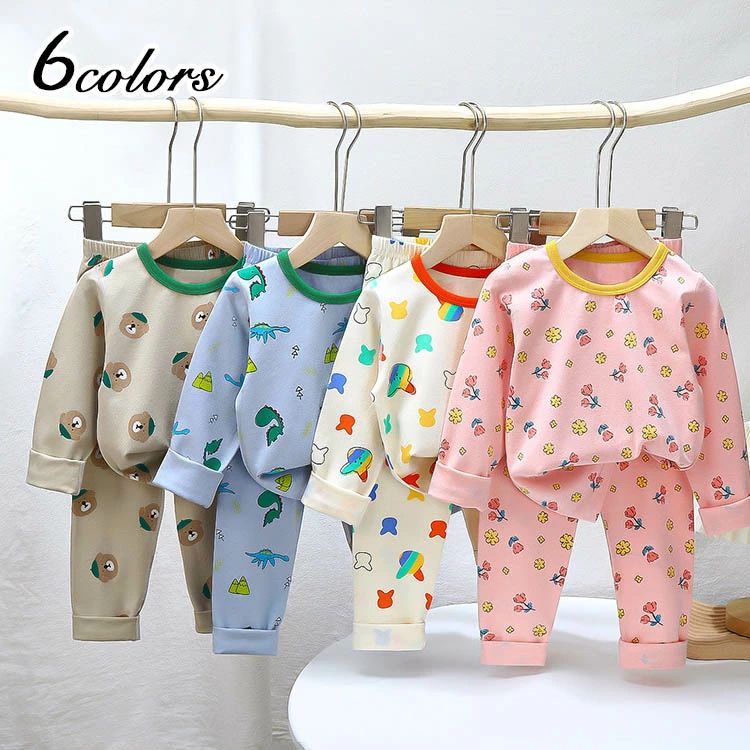 ●関連キーワード：パジャマ キッズ 男の子 女の子 綿 長袖 秋 冬 花柄 クマ 恐竜 90-160cm おそろい おしゃれ 可愛い トップス ズボン 暖かい 部屋着 寝間着 長ズボン●採寸90cm：着丈35cm、胸まわり52cm、袖丈32...