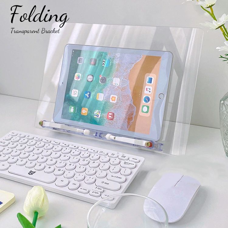 【商品名】折りたたみ式タブレットスタンド【カラー】クリア【素材】アクリル【サイズ】33.4cmx23.4cm【重さ】約0.6KG【品質保証】商品の品質には万全を期しておりますが、万が一商品に不具合があった場合、是非こちらに連絡ください、24...