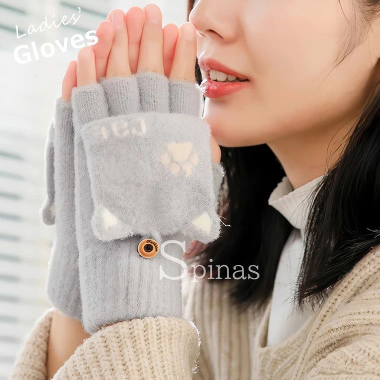 指切りにミトンカバーのついた2wayタイプのレディース用グローブのご紹介です♪ 選べる2種類 ネコデザイン グローブ ミトンカバー手袋 自転車 手袋 ボア キッズ 防寒 猫耳■　商品説明指切りにミトンカバーのついた2wayタイプ手袋です。猫...