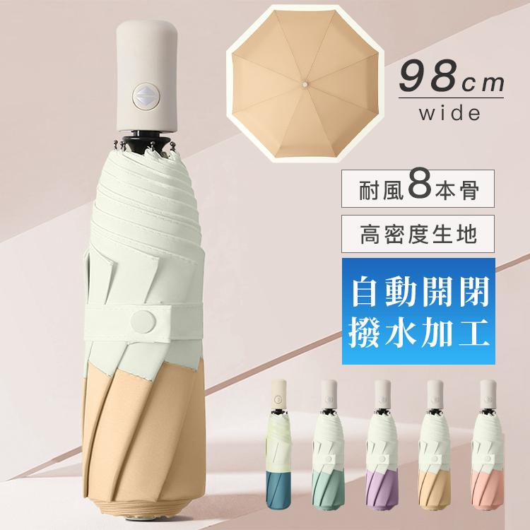 商品情報[基本仕様]【素材】・親骨：グラスファイバー・中棒：スチール・生地：ポリエステル・手元：ABS樹脂【サイズ】・直径：約98cm・全長（折りたたみ時）：約28cm・全長（伸ばした時）：約56cm・傘本体：約340g・8本骨[カラーバリ...