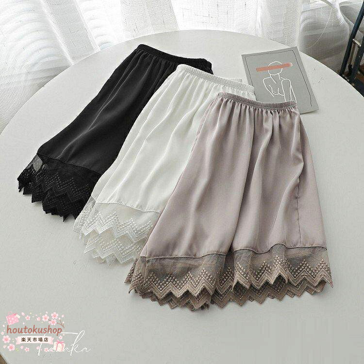 ペチパンツ ペチコート インナーパンツ レディース レギンス レース 可愛い ショートレギンス 1分丈パンツ 2分丈パンツ 透け防止 スパッツ アンダーウェア ブライダルインナー カラー ブラック&amp;#44;ホワイト&amp;#44;...
