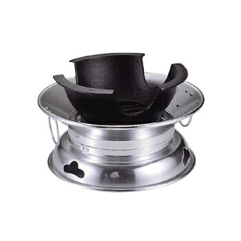 水コンロ M式 アルミ●外寸:φ255×H150●※専用アミは18-8八角アミをご使用下さい。●※使用方法:アルミ枠のくぼみに水を張り、鋳物の上に炭を入れて使います。※メーカー希望小売価格はメーカーカタログに基づいて掲載しています。(カタロ...