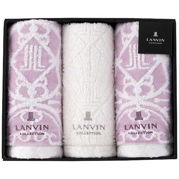 ●フレンチクラシック＆エレガンスを表現する、ランバンコレクション。クチュールからのインスピレーションをもとに、ラグジュアリーな世界を展開した新鮮で華やかなギフトです。●現品サイズ・内容：34×75cmフェイスタオル3枚・綿100％・［日本製...