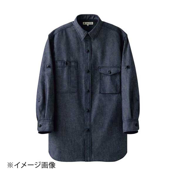 ●仕様：袖丈調整タブ、ペン差しポケット、胸フラップ付ポケット●経年劣化しない麻調デニム生地です。●外寸(mm)：ネック: 430肩巾:490 胸囲:1280 着丈:810 袖丈:555●カラー：インディゴ●材質：ポリエステル65％・綿35％...