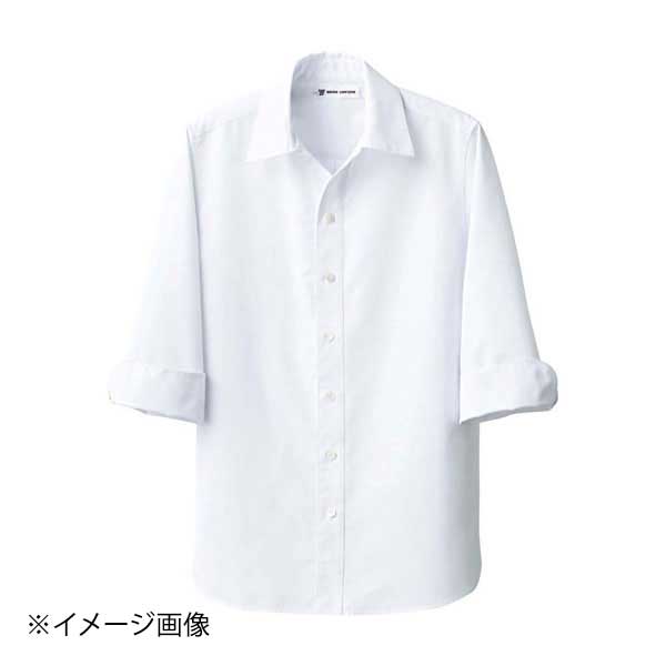 ●シャドーストライプの為無地のように扱えるシャツです。●シルク調で高級感のある生地です。●外寸(mm)：肩巾:460 胸囲:1150 着丈:770 袖丈:440●カラー：ホワイト●材質：ポリエステル90％・綿10％●メーカー型番：CH449...