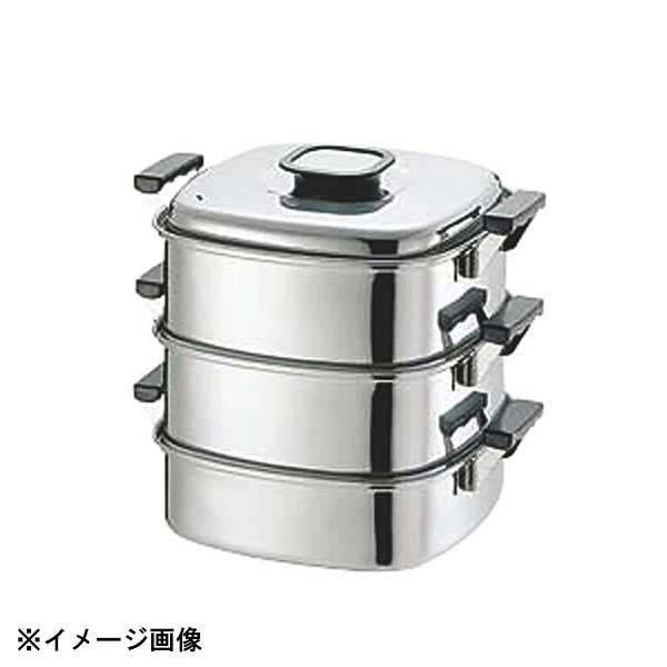 18-0ステンレス製蒸し器です。ガスはもちろん、IH電磁調理器にも使えます。●サイズ　内寸縦×内寸横　深さ 深さ　1段当たり容量：240×240mm中子100mm 水槽75mm約8合●材質：18-0ステンレス●生産地：燕三条