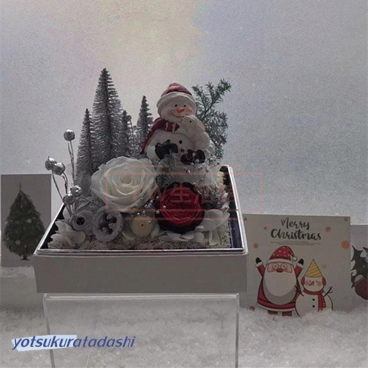 雪だるまギフト レインボーローズ プリザーブドフラワー入りギフト ケース付き ホワイトデイ バレンタイン クリスマス●ラッピング：ギフトラッピングを施してお送りいたします ●お花：プリザーブドフラワー 【こんな時のギフトに】お誕生日プレゼン...