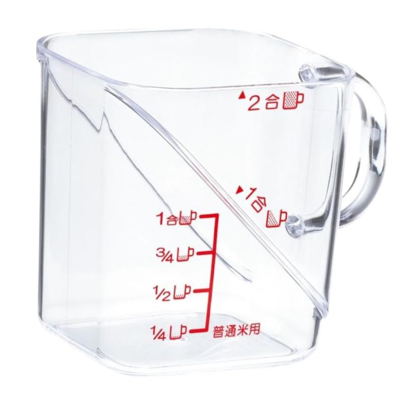 米 計量カップ 2合分のお米が一度に量れ1合以下の少量も量れる目盛り付き ライスカップ お米 量り 2合【2合分のお米が一度に量れる】すりきりで2合分のお米が一度に量れ持ちやすい取って付きです。【1合以下計量可能】傾ければ1合分を量ることも...