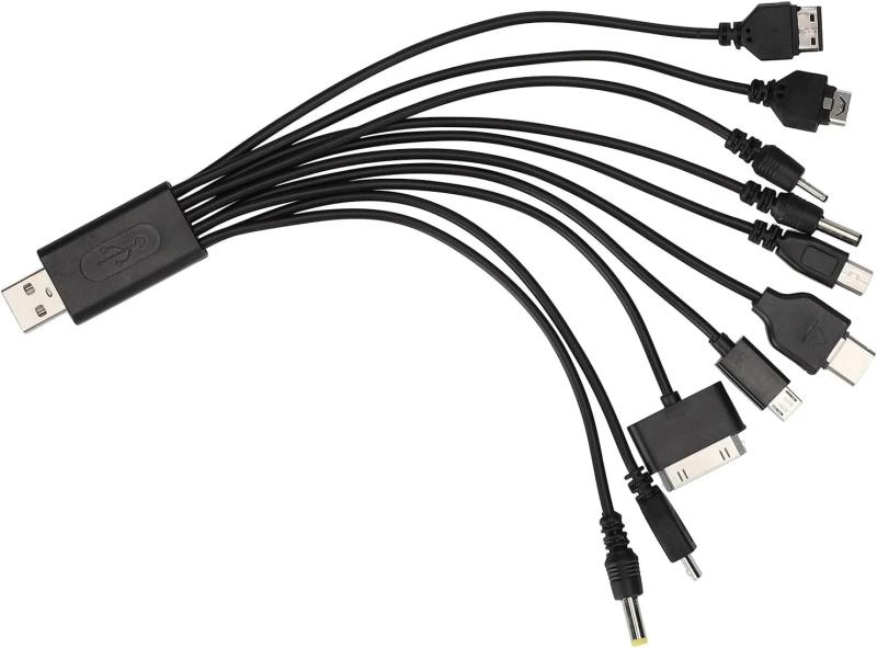 10 in 1 USBマルチ充電器 - 携帯電話用USBケーブル - ユニバーサルからマルチプラグ - 20cm/7.87インチマルチ対応：10種類の異なるコネクタを搭載し、さまざまなスマートフォンやデバイスに対応可能コンパクトサイズ：20...