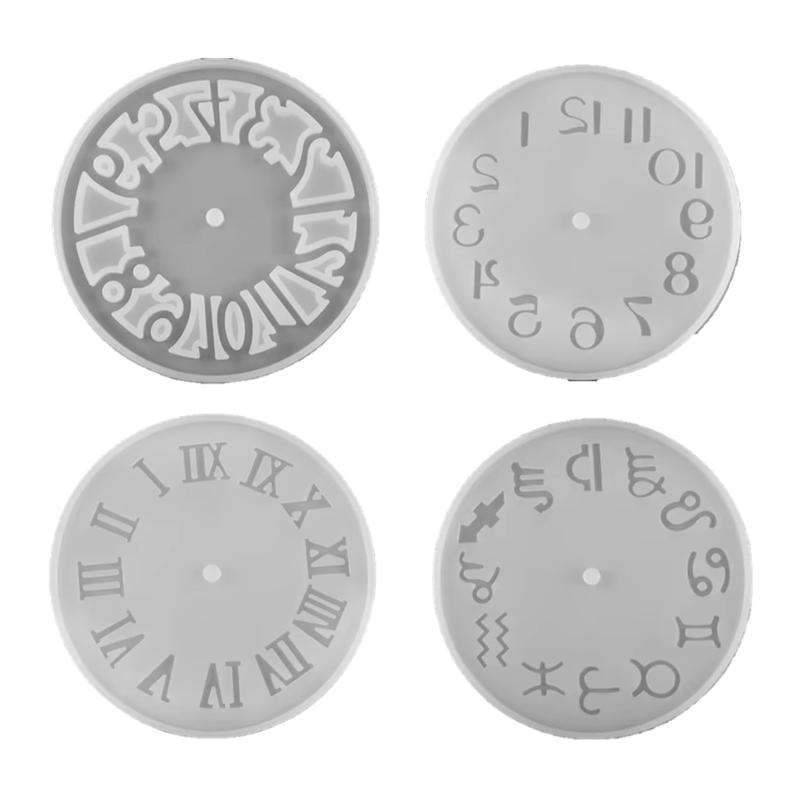 A-Chicot 時計型シリコンモールド 時計 クロック レジン 型 数字 星座 ローマ数字 4種類【時計型シリコンモールド】時計盤が作れるシリコンモールドです。数字2個、ローマ数字1個、星座1個のシリコンモールド4種類セットです。【オリジ...