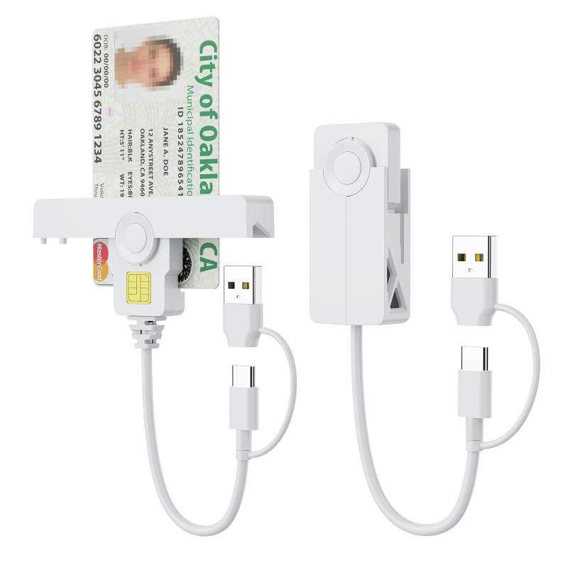 USB + USB-C CACカードリーダー、2-in-1 ミリタリー DOD 共通アクセススマートカードリーダー、Windows、Mac OS、Linux対応、ポータブルで折りたたみ可能なデザイン🌈【デュアルインターフェー...