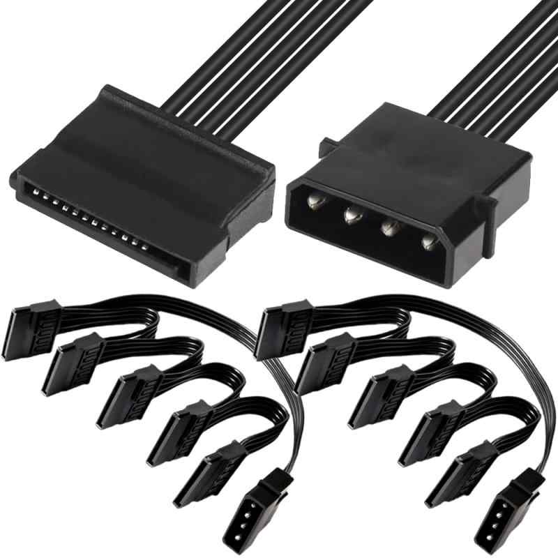 Xiatiaosann IDE - SATA 電源スプリッターケーブル、LP4 4 ピン IDE オス - 5 x SATA メス電源延長ハードドライブケーブル、HDD SDD および光学ドライブ用 (2 パック、91.5cm/36 インチ...