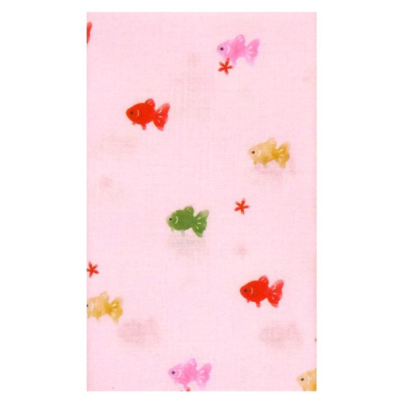 濱文様 てぬぐい 彩り金魚 ピンクサイズ：約34cm×約90cm昔ながらの切りっぱなしの手ぬぐいです。ほつれは自然と止まりますので、適宜ハサミでカットしながらお使いください。濃色は若干色落ちする場合があります。濡れたまま重ね合わせたりすると...