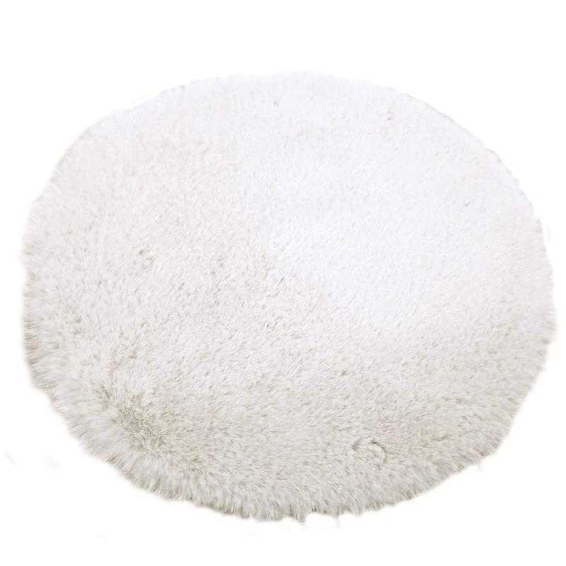 ムートン調 フェイクファーマット ペコラ すべり止め アイボリー 直径約38cm製品サイズ許容範囲±1%