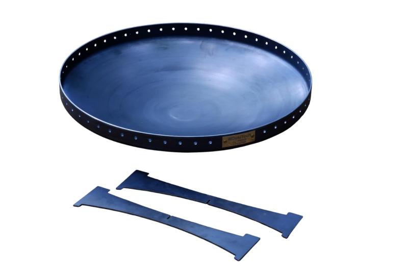 Dekitech 【職人技】焚き火台 直径45cm 3～4人用 黒革鉄板 国産 絞り加工 焚火調理 カスタム グルキャン 重厚感 無骨 大型 焚火台 大きい 大人数 キャンプ アウトドア camp テーブル 焚火 焚き火 一枚の鉄板から形を...