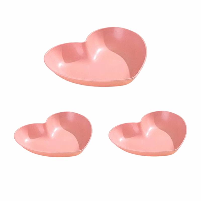 HSNAXingLife 3個 ハート形皿、ハート型のプレート、デザートプレート、パスタプレート、サラダプレート、再利用可能なプレート、プラスチック、大容量高品質の素材：ディナープレートは高品質のプラスチックで作られており、清潔で衛生的で、...