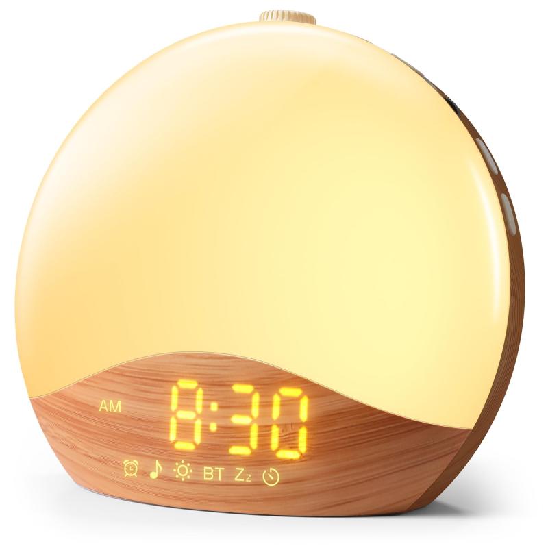 ecozy 目覚まし時計 光 ホワイトノイズマシン 26種癒し音 自動時刻同期 17種ライト 虹色RGBライト 20段階調光 【スヌーズ・アラーム・音楽】 日出＆日没シミュレーション 光で起きる デジタル