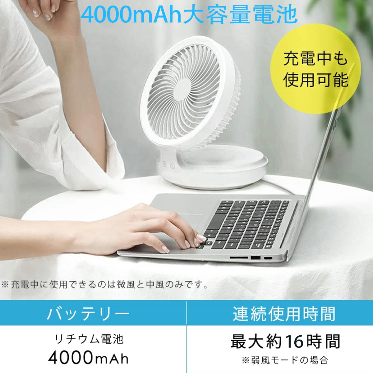 ❉【四段階風量調節&大風量】 卓上扇風機 、卓上扇風機、羽根5枚が搭載され、1回の回転の風量が多きくて、パワーな風量を提供できます。風量調節をパネルタッチでタッチし、操作簡単です。パネルタッチでタッチすると、扇風機の風量を調節でき、微・弱・...