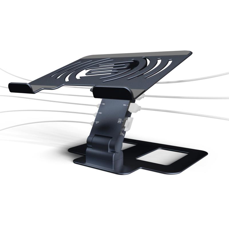 Reloop Stand Hub Pro。ノートパソコンスタンドとPower Deliveryを備えた10イン1マルチメディアハブの革新的な組み合わせ。DJ、プロデューサー、クリエイティブ向けの究極のUSB-Cドッキングスタンド。スリムで軽...