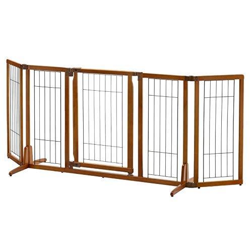 リッチェル 木製おくだけドア付ペットゲートH ワイド ブラウン置くだけで場所に合わせて幅調節ができるゲート