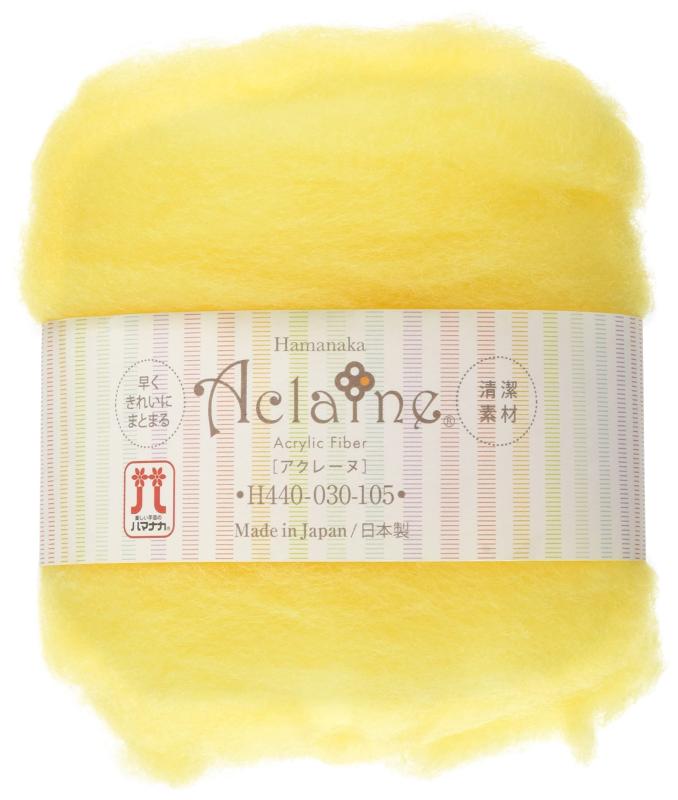 ハマナカ アクレーヌ30Gパック 黄色 H440-030-105品番:H440-030-105仕様:羊毛フェルトサイズ:30g素材:アクリル100%内容約30g注意事項水フェルトやふってふってには不向きです。