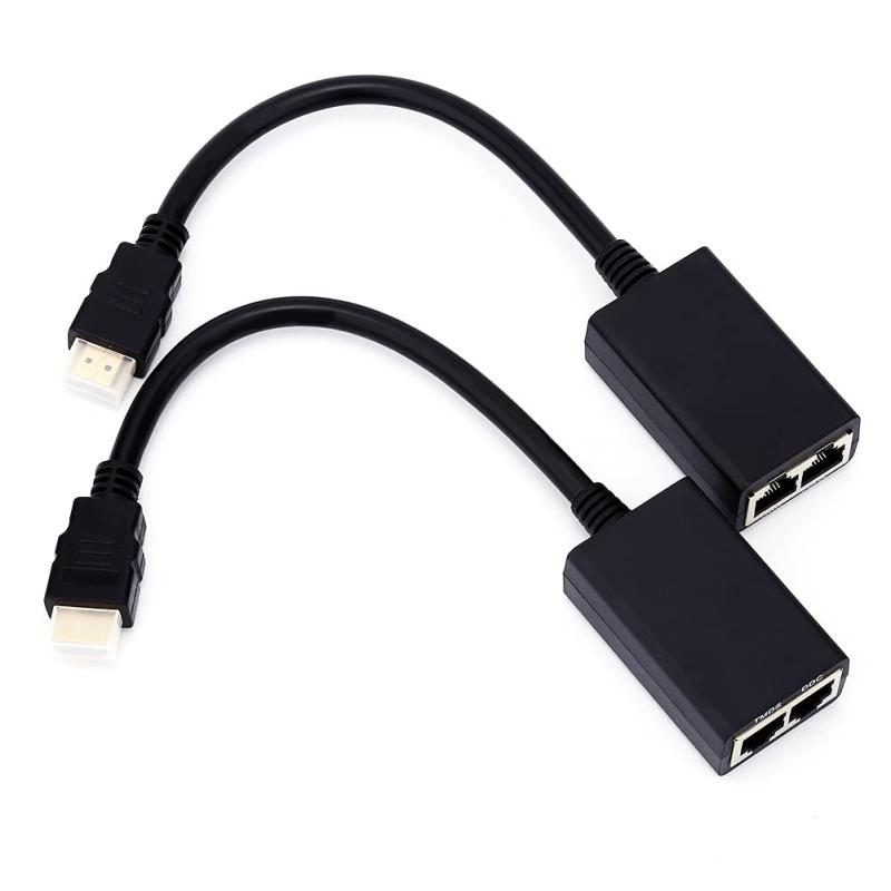 HDMI Three CAT5e, LAN イーサネット バラン エクステンダ リピータ RJ45 to HdmiUp 1080P 30M HDMI Over RJ45 CAT5e CAT6フィードバック、イコライゼーション、増幅の自動調整...