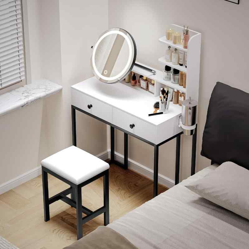 GoTiling Vanity Desk Compact Makeup Vanity - 2 Drawers for Bedroom, White