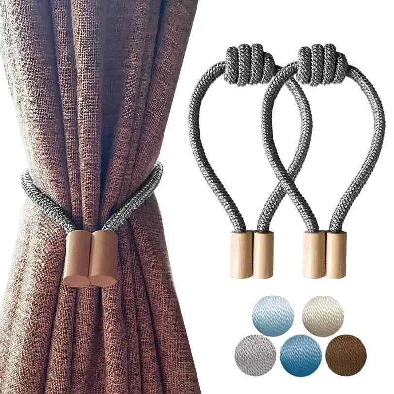 LQI 木造 カーテン タッセル マグネット カーテンアクセサリー カーテン止め 2個セット カーテン飾り
