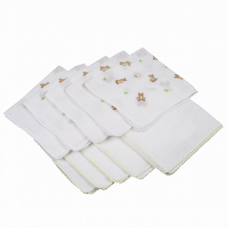 イサム商会 綿100% ガーゼハンカチ アソート 31x31センチメートル (x 5) 10枚可愛らしいクマ柄5枚・無地5枚合計10枚入った便利な商品です。用途によって使い分けるのにとても便利です。かわいいクマさんをプリントしています。[製...