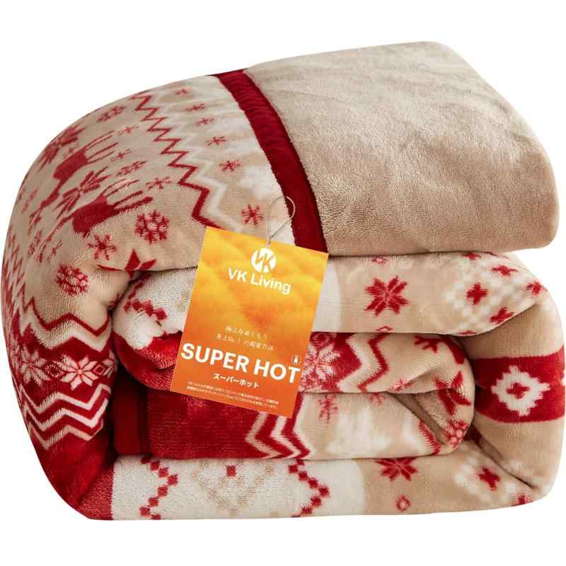 VK Living 毛布 二枚合わせ 【瞬間超発熱・SUPERHOT次世代調温中綿】【SUPER HOT】 冬用 あったか 厚手 フランネル扁平糸 保湿加工 24時間持続制菌消臭 襟付き 吸湿発熱 ふわふわ 静電防止 丸洗いOKԂ...