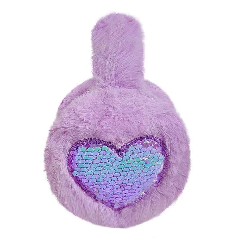 [LYING] 子供 耳当て 防寒イヤーマフ キッズ 女の子 冬 ふわふわ 折り畳み耳あて 小学生 かわいい キラキラ ハート飾り 耳カバー 暖かい 折り畳み イヤーウォーマー こども ガールズ用 寒さ対1. キラキラのハート飾り：耳あて部...