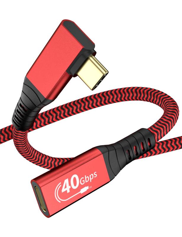 XAOSUN USB4 L字型 Thunderbolt4 延長ケーブル 40Gbps高速転送 100W/5A急速充電 8K@60Hz映像出力 USB 3.2/Thunderbolt 3下位互換 ipadPro/iMac/MacbookPro...