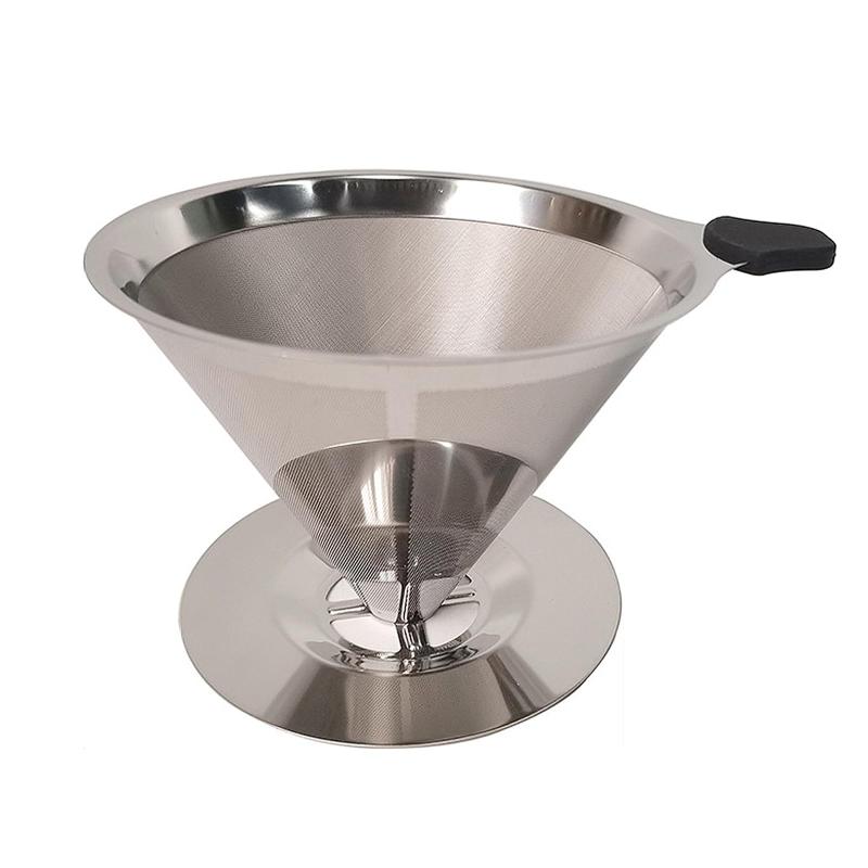 ステンレス製コーヒードリッパー, 2層メッシュフィルター800目, 4杯用, 一体式高品質素材: ステンレス製の2層メッシュフィルターで、紙フィルター不要の環境に優しい設計ですメッシュ構造: 800目の細かいメッシュが豊かな風味と旨みを引き...