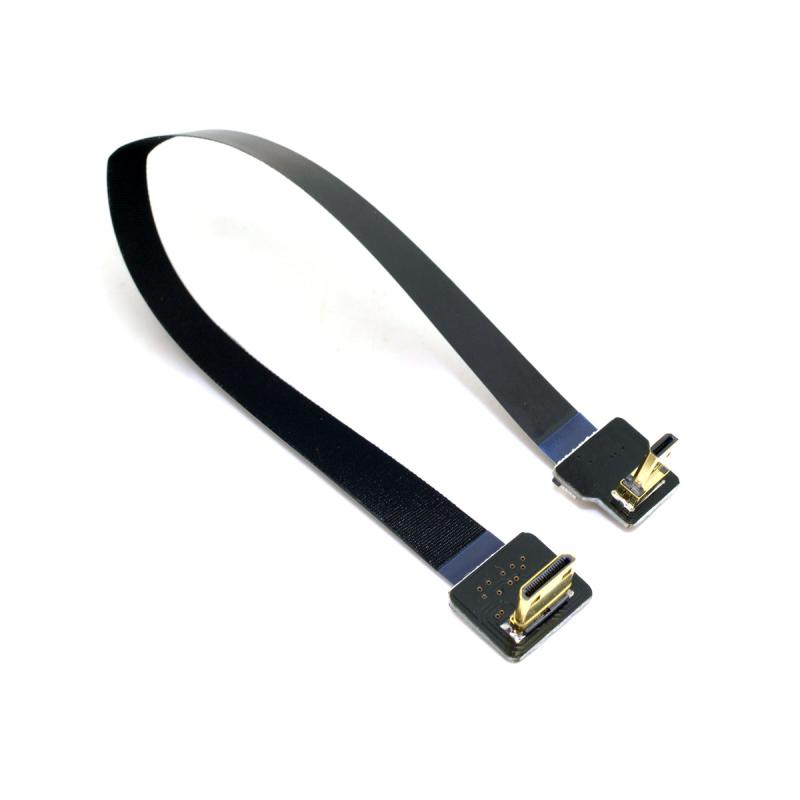 Cablecc 90 Degree Down角度付きFPVマイクロHDMIオスto Mini HDMI FPCフラットケーブル20 cm for Gopro Multicopter航空写真