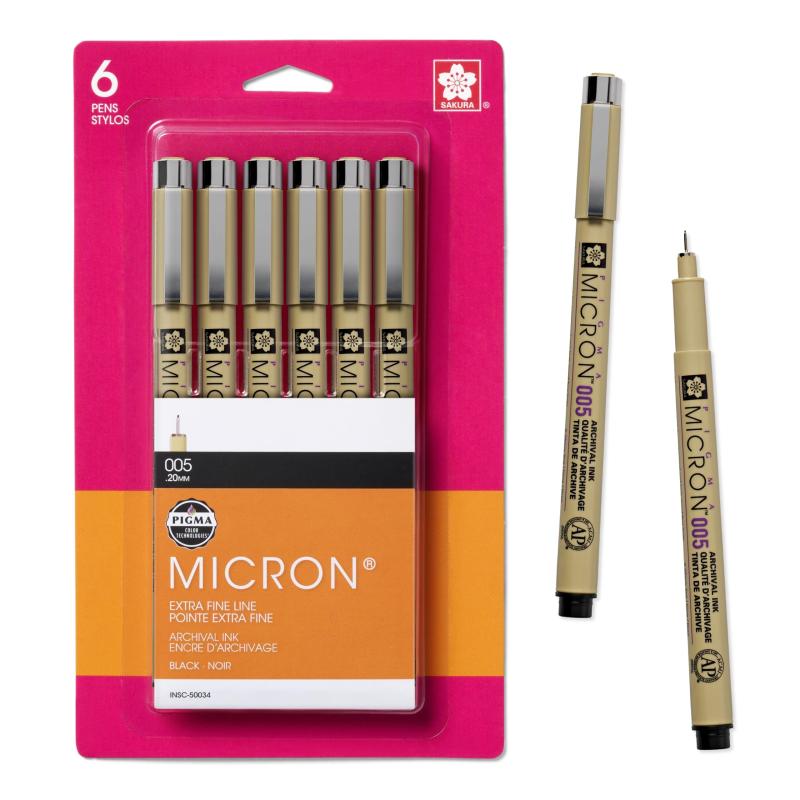 Sakura 50034 6-Piece Pigma Micron-005 Ink Pen Set, 0.20mm, Black by Sakura [並行輸入品]