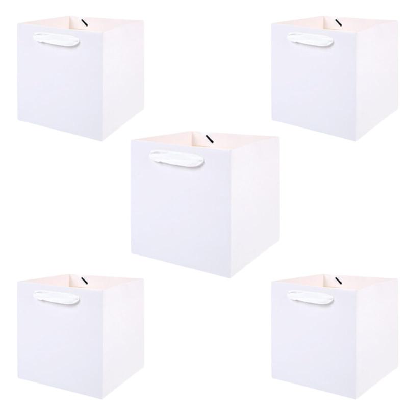 Quikaboo 紙袋 正方形 マチ広紙袋 マチ広 特大 厚手 袋 クラフトチェッカー マチ付き紙袋 ギフト ケーキ 花 5枚セット (25✕25✕25cm)特大サイズで25cm幅広のマチ付き紙袋は、ケーキやブーケなどの大きな贈り物をラッピ...