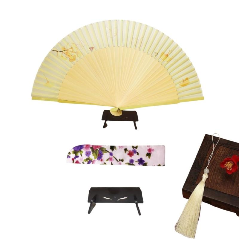 [Sarkovos] 扇子 天然竹 和風扇子 浴衣 夏着物用 暑さ 熱中症対策 手作り レディース夏扇 高級扇子プレゼント花火大会用 おしゃれ 和装小物 和風 上品 華やかお土産（扇子袋付き）1.サイズ：【収納時】22cm×2.6cm　【展...