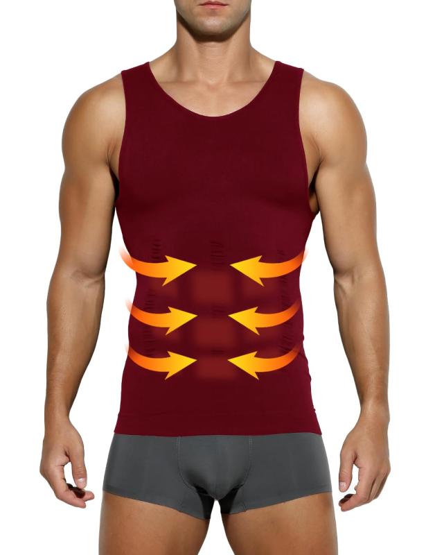 [Arjen Kroos] タンクトップ メンズ スポーツ 加圧インナー コンプレッション ノースリーブ ランニング トレーニング 加圧シャツ 猫背 着圧 筋トレ 補正下着 ML2003 レッド/グレー✨【着用サイズ】加圧スポーツベスト（S...