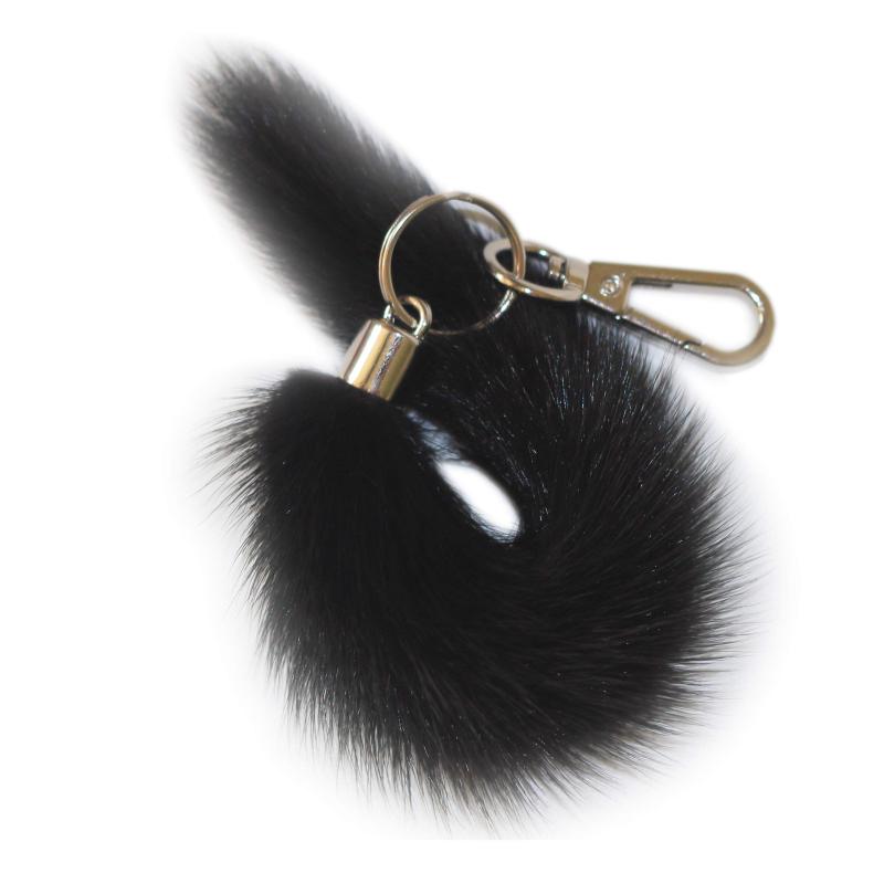 Fosrion 本物のミンクマーチンテールファー 滑らかなソフトで美しいヘアキーチェーンフックリングクリップ US サイズ: Medium カラー: ブラック素材:100%ミンクテールファー。長さ:約15cm。色:ブラック。用途: キーホル...