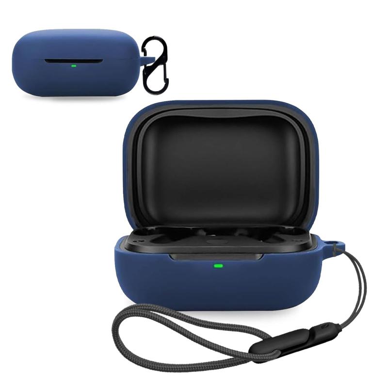 For EarFun Air Pro 4i 用 ケース カバー 【NOUKAJU】 ワイヤレス イヤーホン シリコン 保護ケース （カラビナ付き+ストラップ付き ） 落下防止 キズ防止 耐衝撃 装着充電可能 防水 防塵 (ブルー)【対応機種...