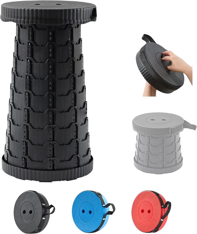 FUKUKOME 折りたたみ椅子 携帯 折畳 伸縮式 超軽量 コンパクト 耐荷重150kg 直径25×高さ7~45cm 携帯便利 一秒開閉でき 高さ調節可能 キャンプ 野外レジャー用 組み立て不要 ブラック【商品詳細情報】この折りたたみ椅子...