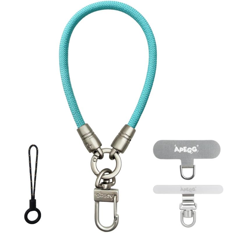 [APEGG] ハンドストラップ 携帯ストラップ 手首 取り外し スマホストラップ 丸紐6.5mm カメラストラップ 落下防止 紛失防止 リングストラップX1 ストラップホルダー X2 付属 全機種対応(Black)